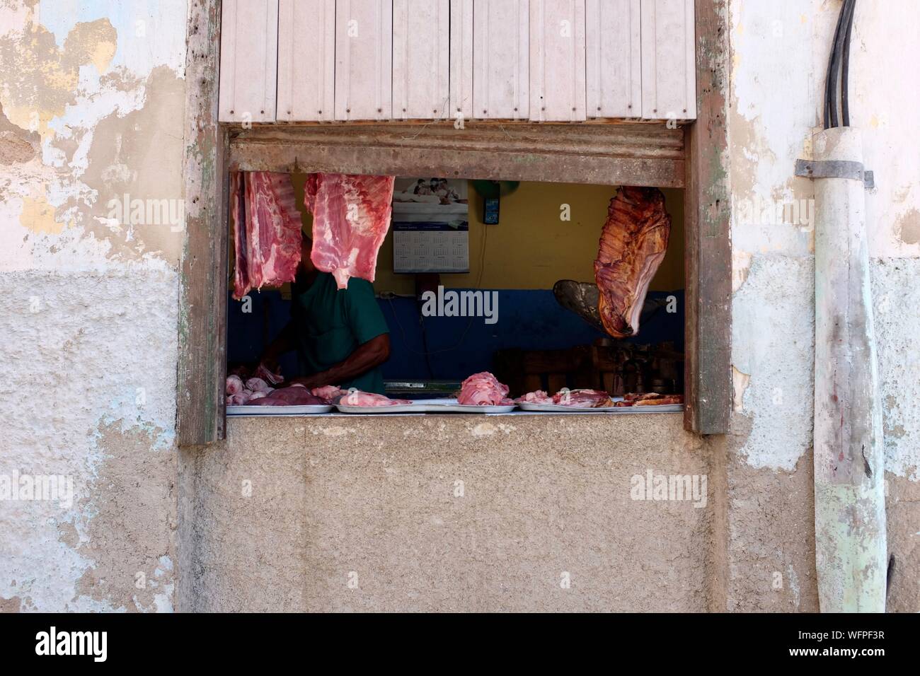 Cuba, Havana, Centro Habana district, local butchery Stock Photo - Alamy