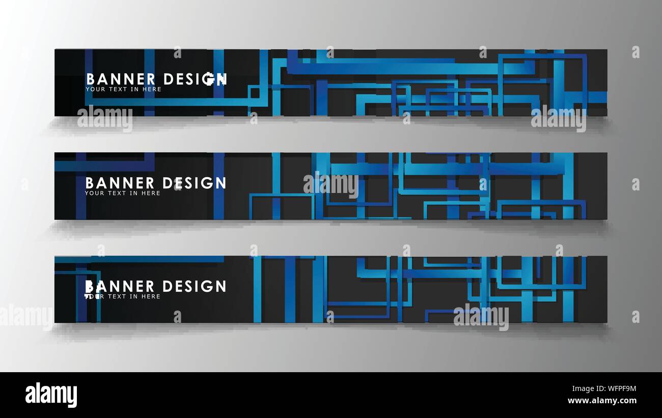 Abstract geometric and rectangular pattern banners with blue gradients ...