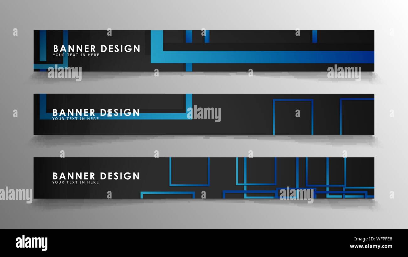 Abstract geometric and rectangular pattern banners with blue gradients ...
