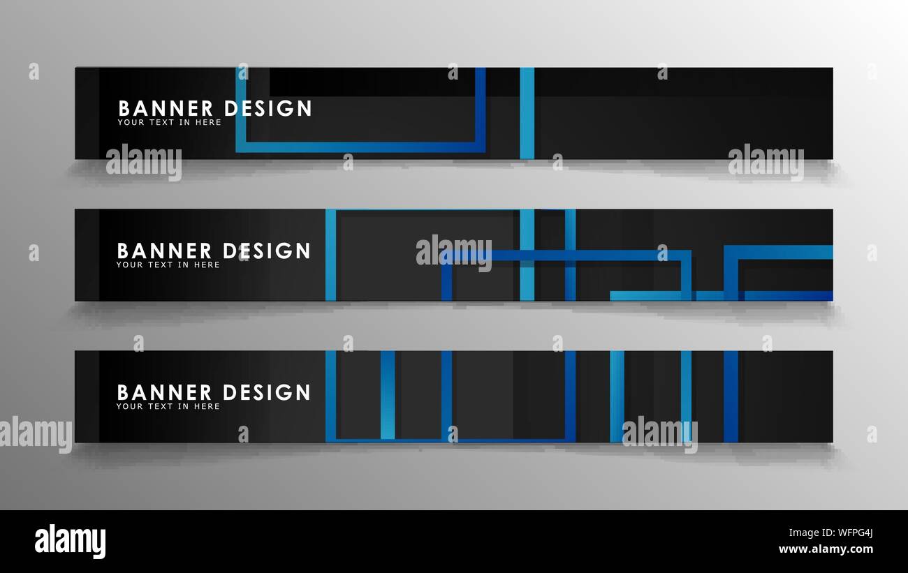 Abstract geometric and rectangular pattern banners with blue gradients ...
