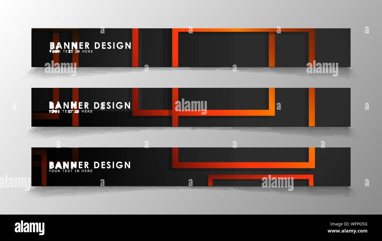 Abstract geometric and rectangular pattern banners with orange ...