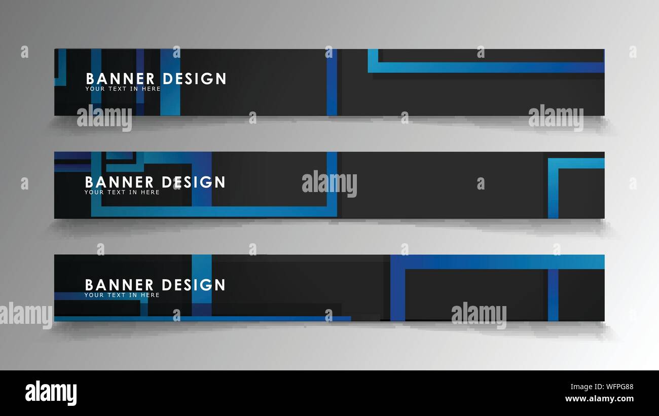 Abstract geometric and rectangular pattern banners with blue gradients ...