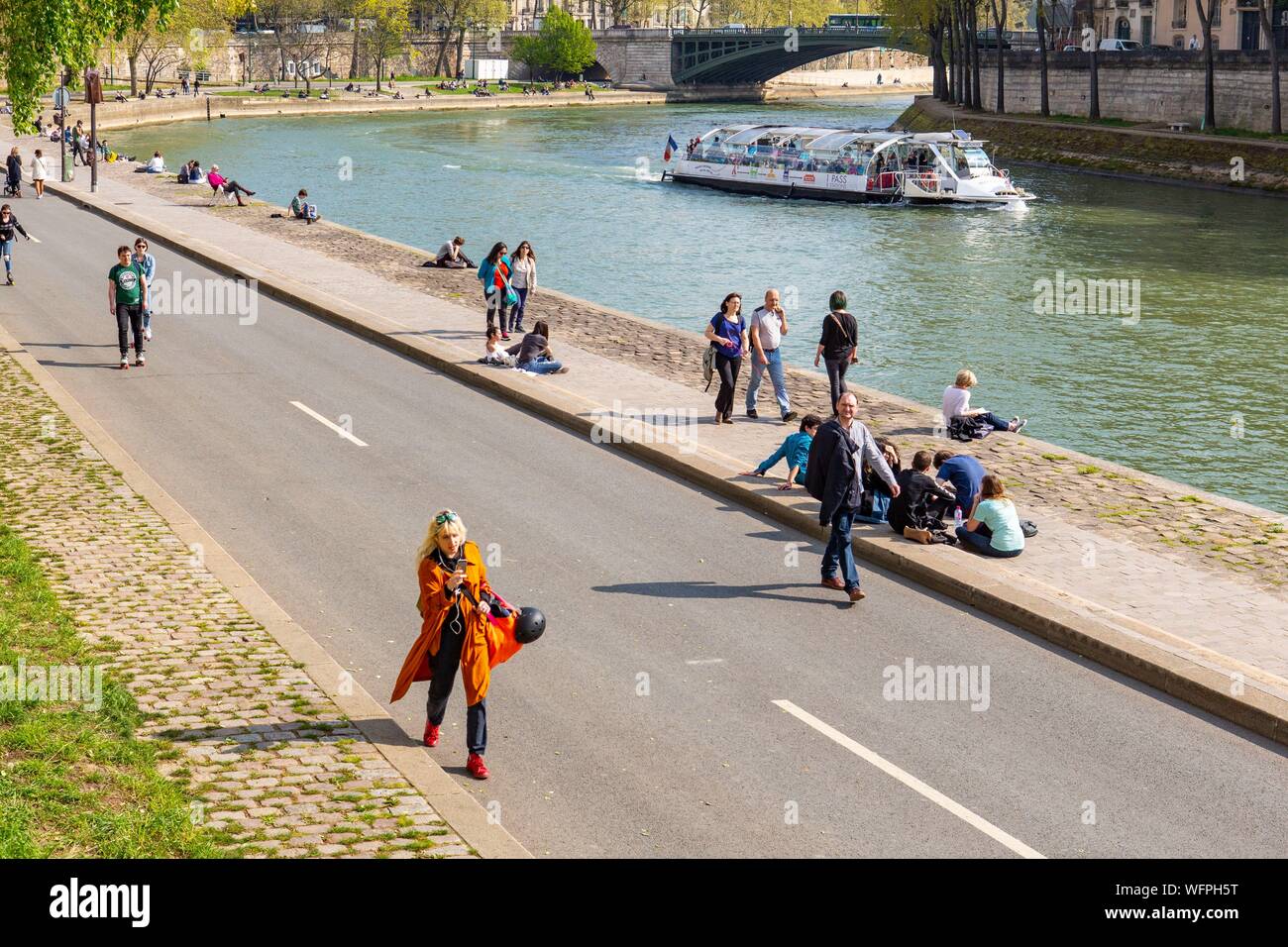 France, Paris, area listed as World Heritage by UNESCO, the Seine River ...