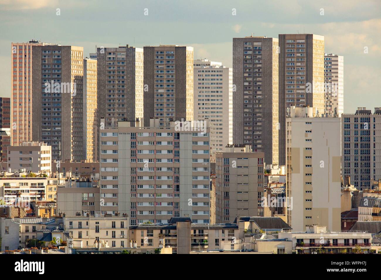 France, Paris, 13th arrondissement, general view of housing towers ...