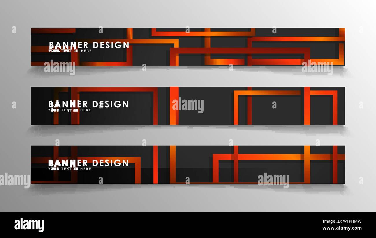 Abstract geometric and rectangular pattern banners with orange ...