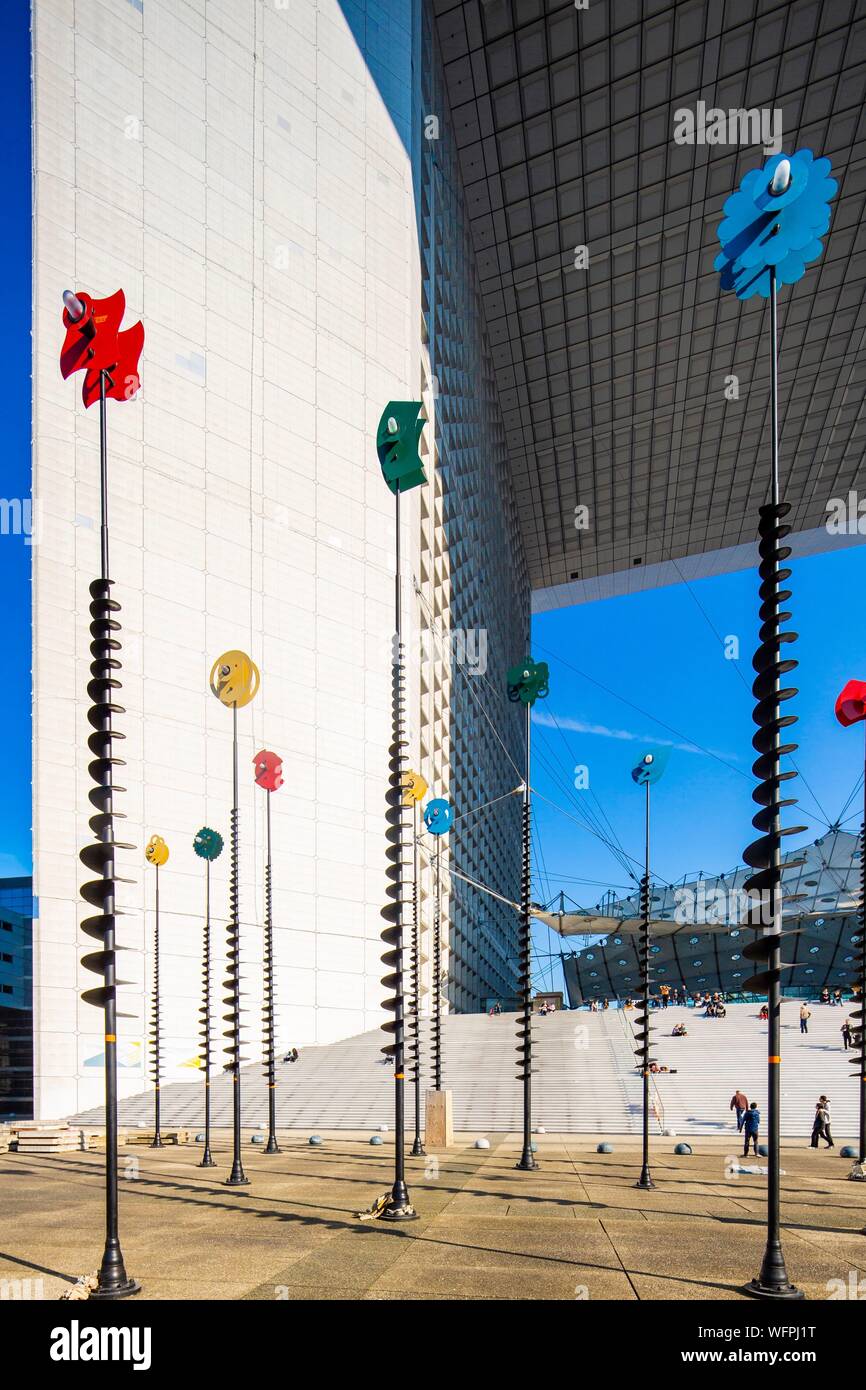 France, Hauts de Seine, La Defense, the luminous signals of Takis ...