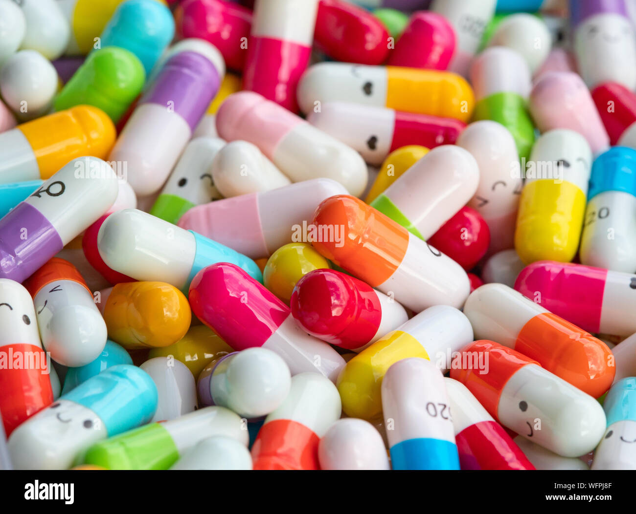 Collection of the colorful capsules with medicines Stock Photo - Alamy