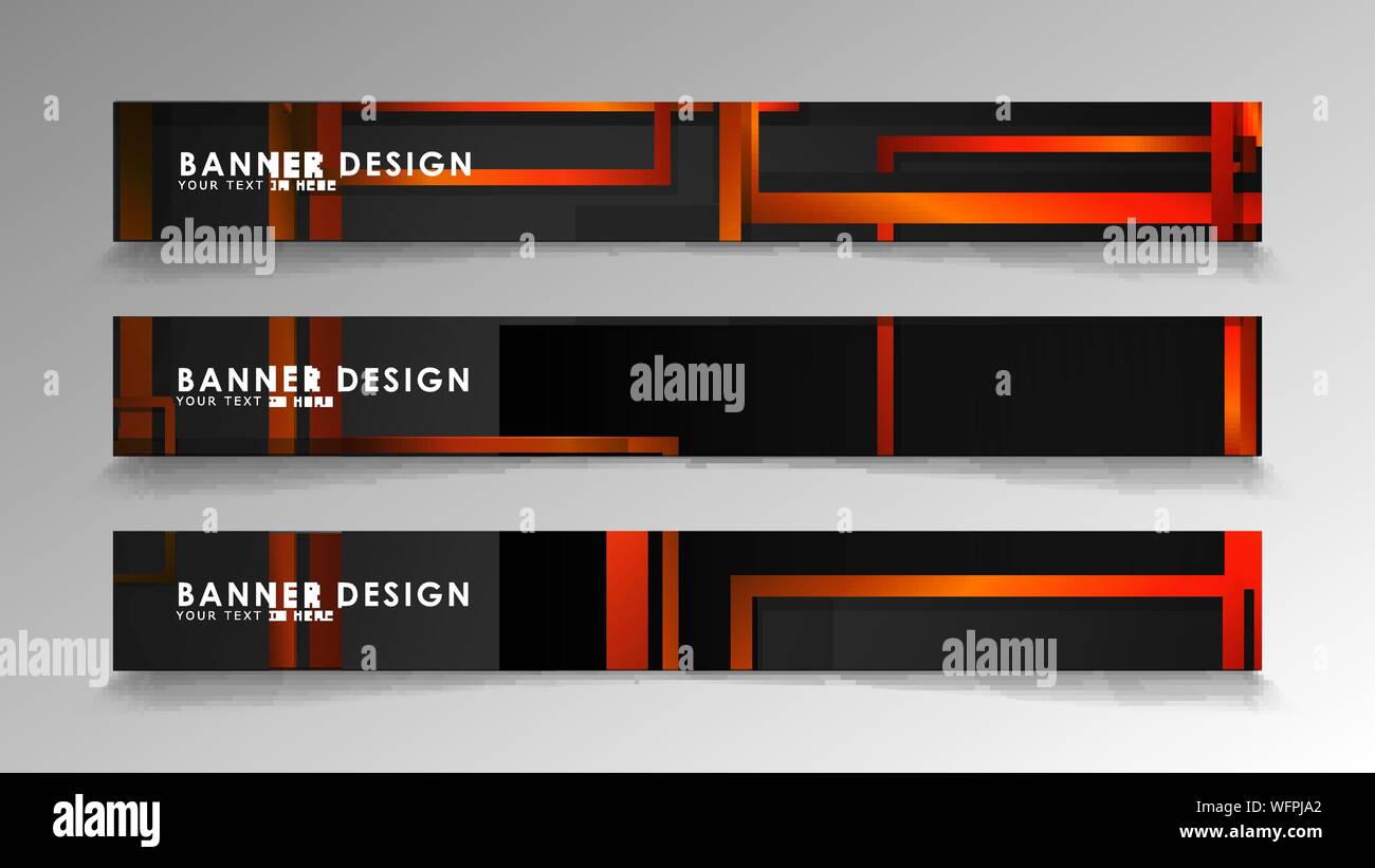 Abstract geometric and rectangular pattern banners with orange ...