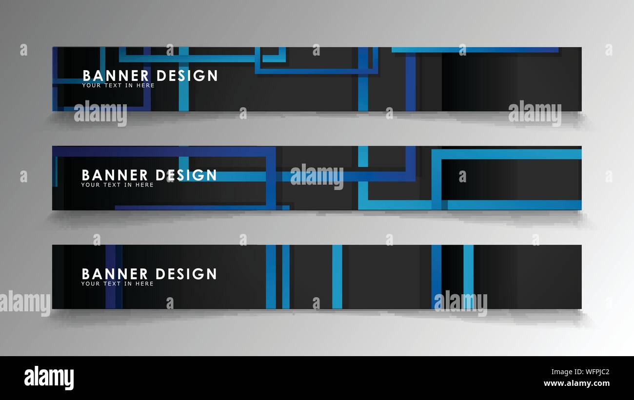 Abstract geometric and rectangular pattern banners with blue gradients ...