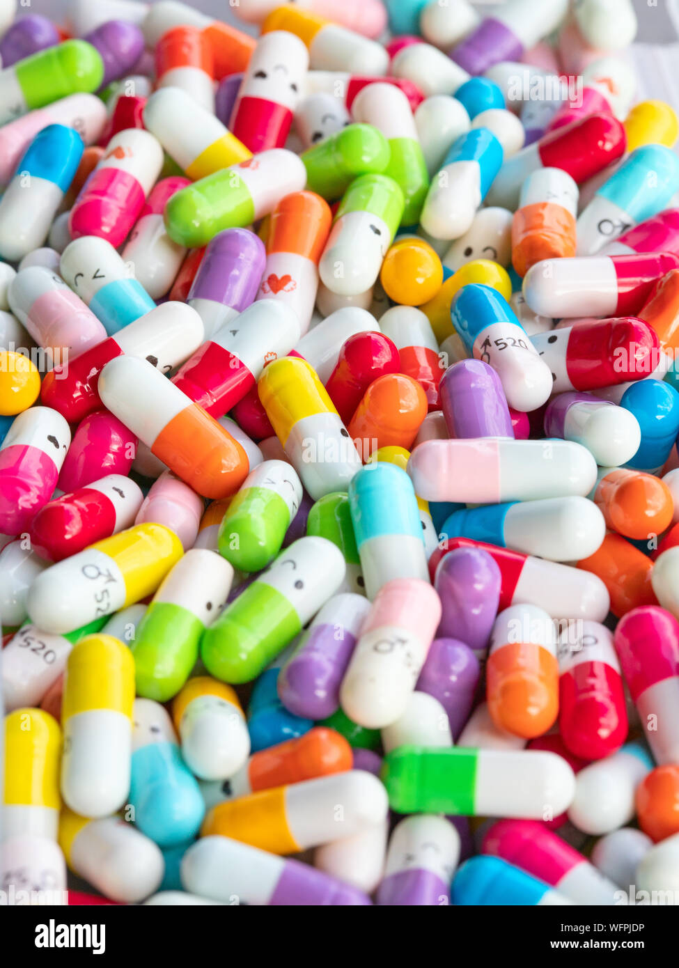 Collection of the colorful capsules with medicines Stock Photo - Alamy