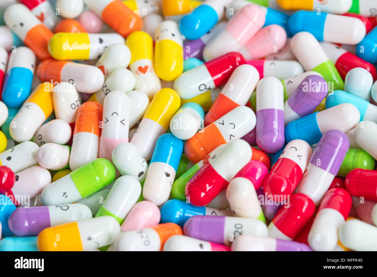 Collection of the colorful capsules with medicines Stock Photo - Alamy