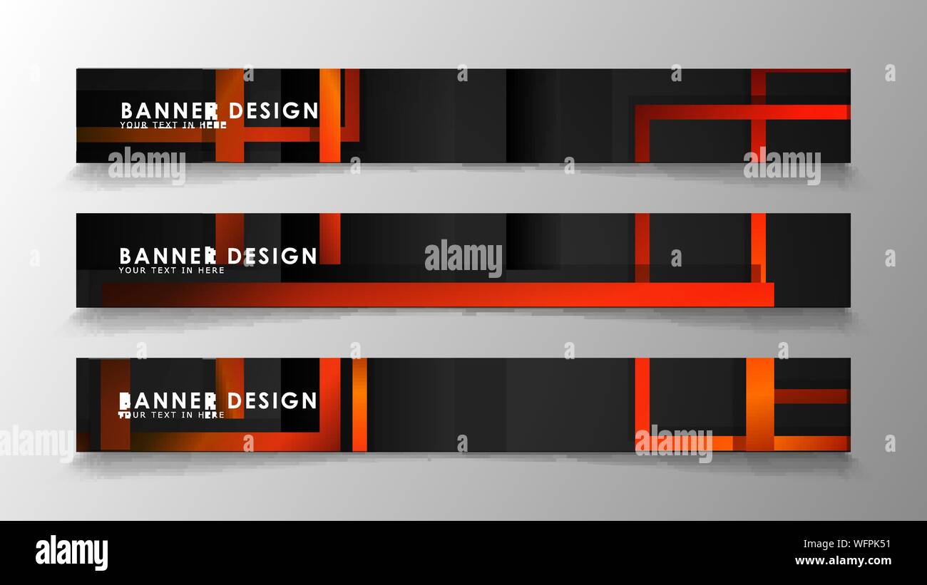 Abstract geometric and rectangular pattern banners with orange ...