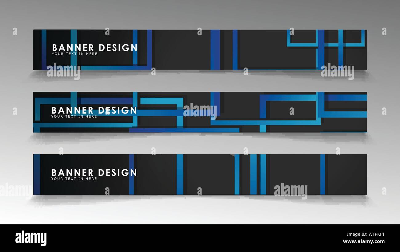 Abstract geometric and rectangular pattern banners with blue gradients ...