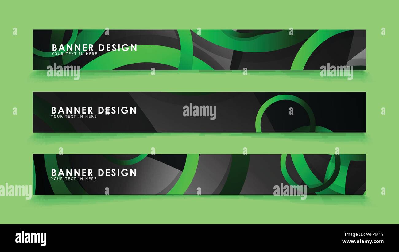 Set rectangular vector banners with background of dark green circles ...