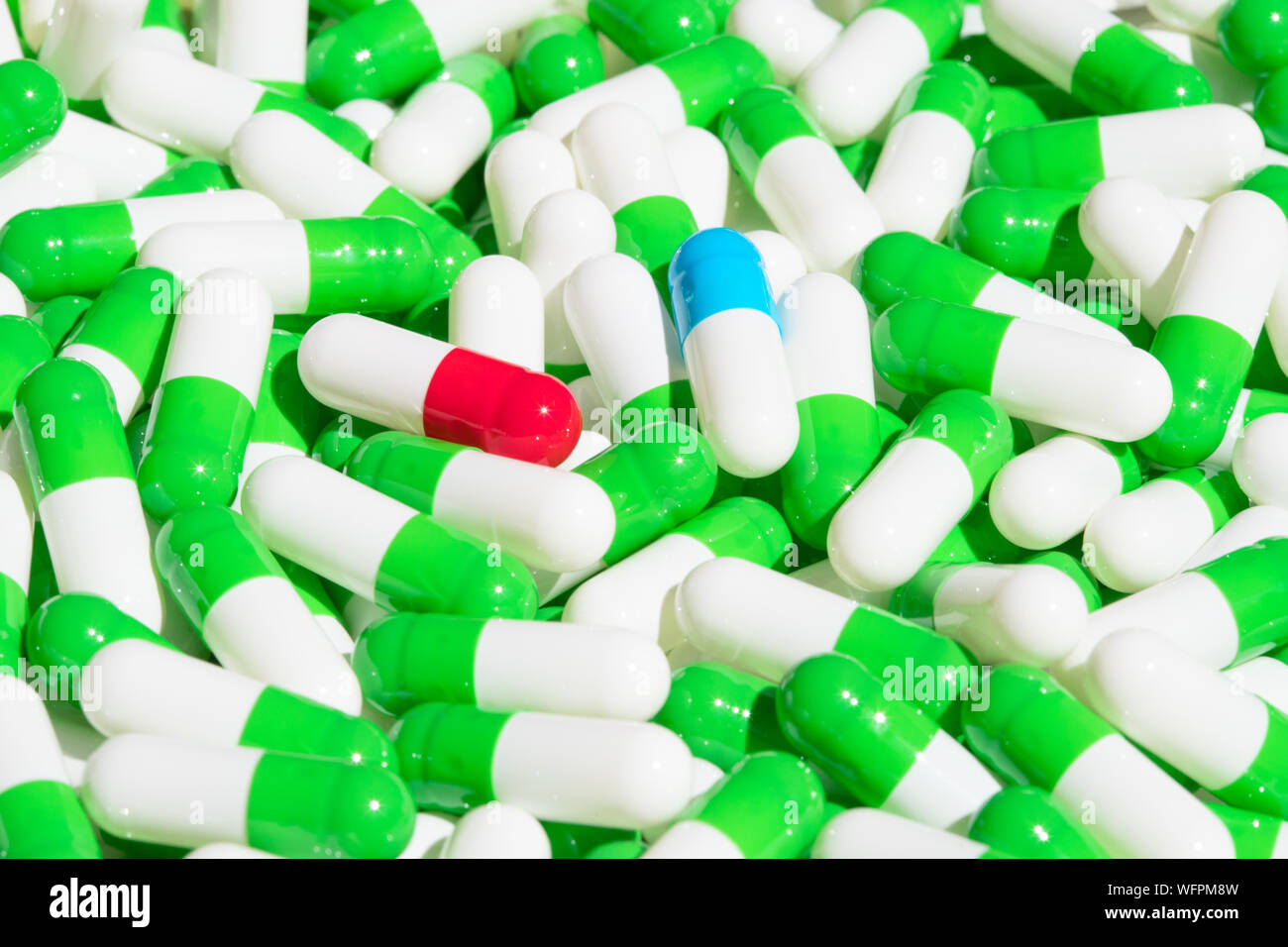 Collection of the colorful capsules with medicines Stock Photo - Alamy