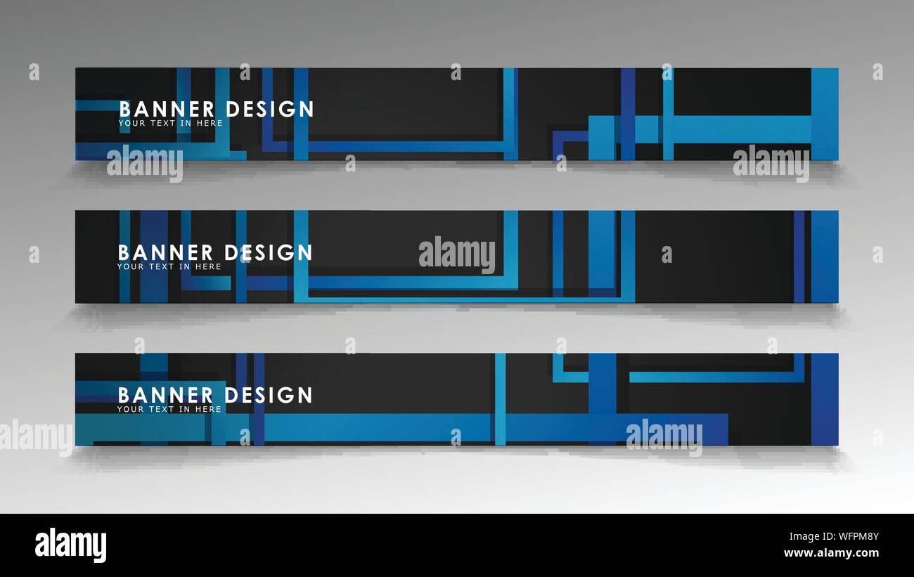 Abstract geometric and rectangular pattern banners with blue gradients ...