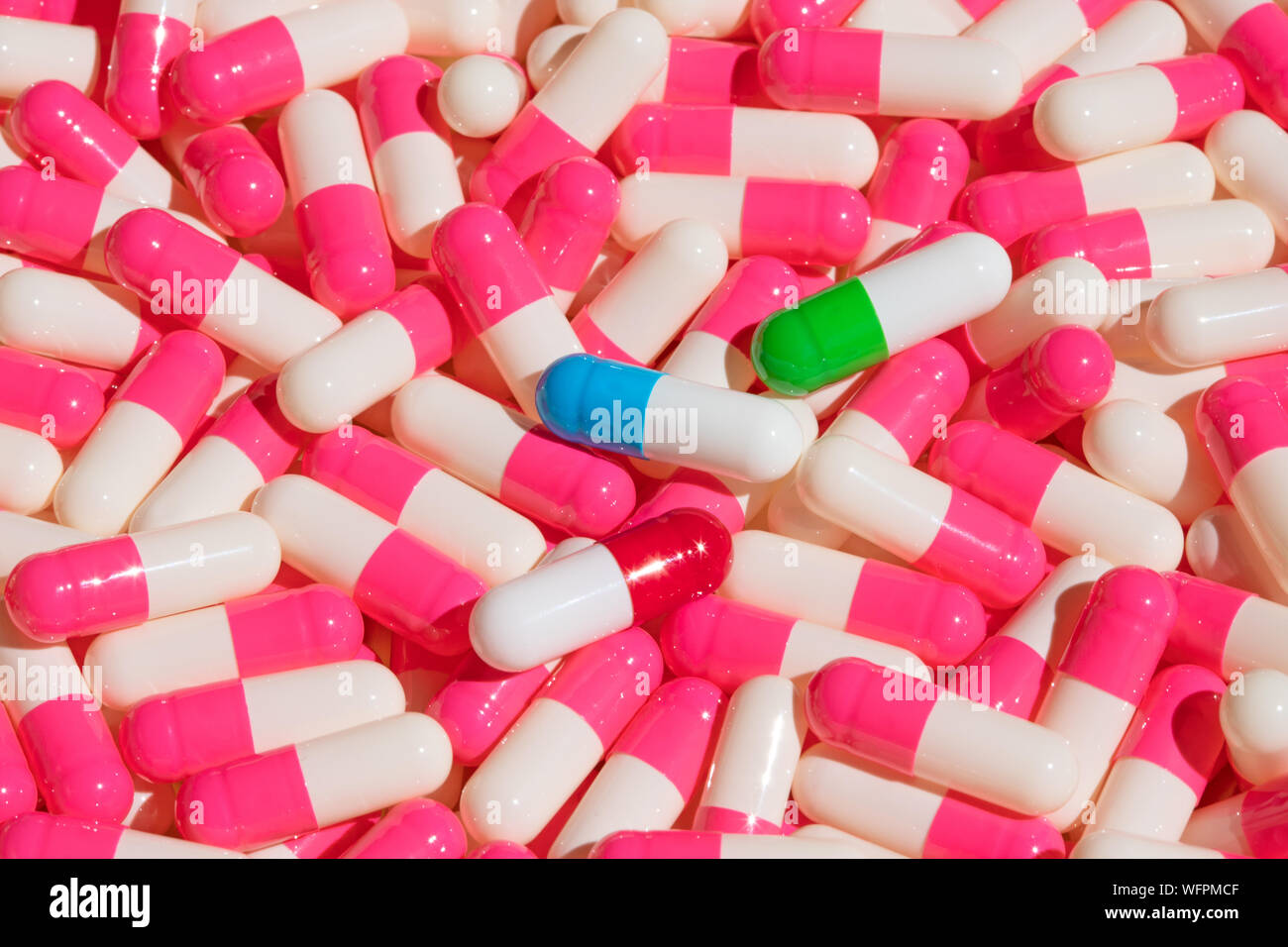 Collection of the colorful capsules with medicines Stock Photo - Alamy