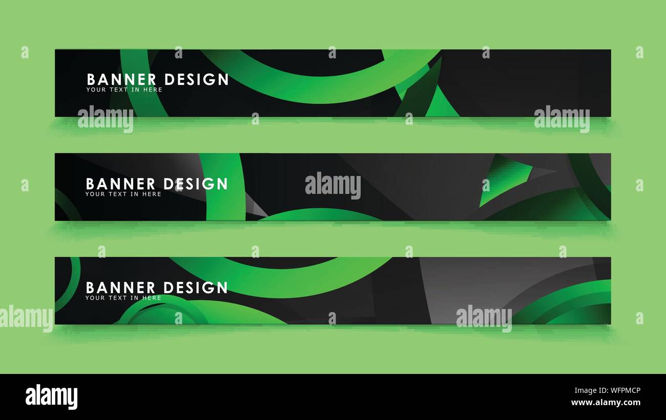 Set rectangular vector banners with background of dark green circles ...