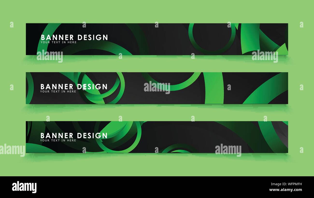 Set rectangular vector banners with background of dark green circles ...