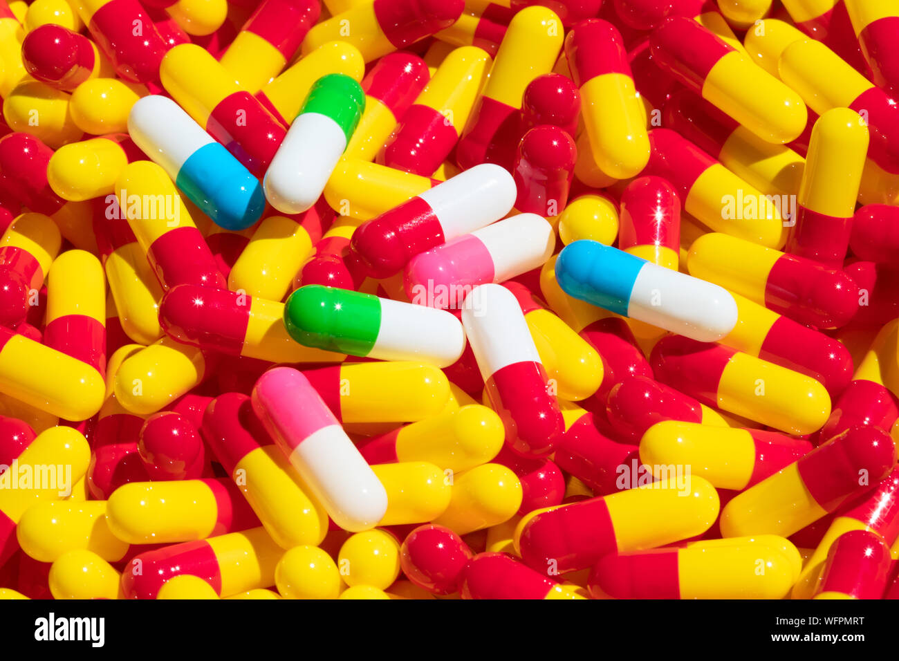 Collection of the colorful capsules with medicines Stock Photo - Alamy