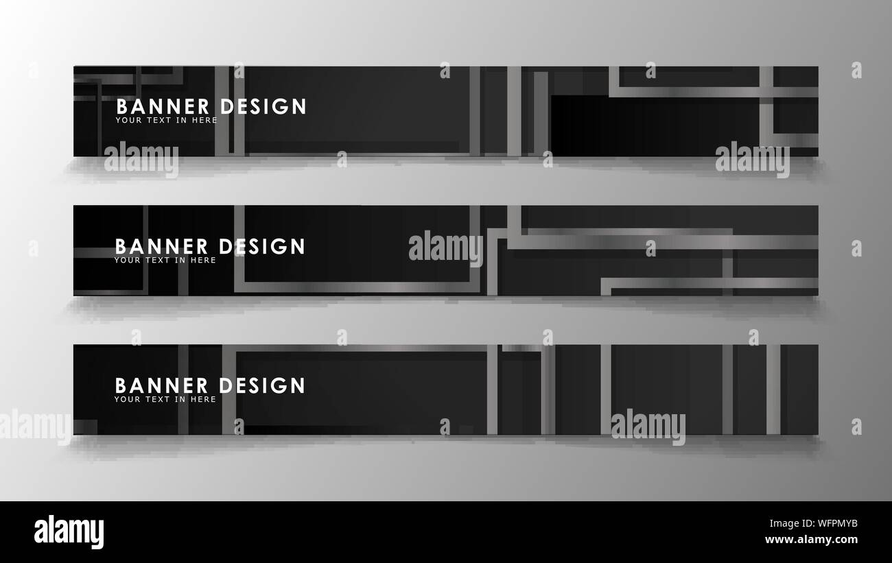 Banners of abstract geometric and rectangular patterns with black and ...