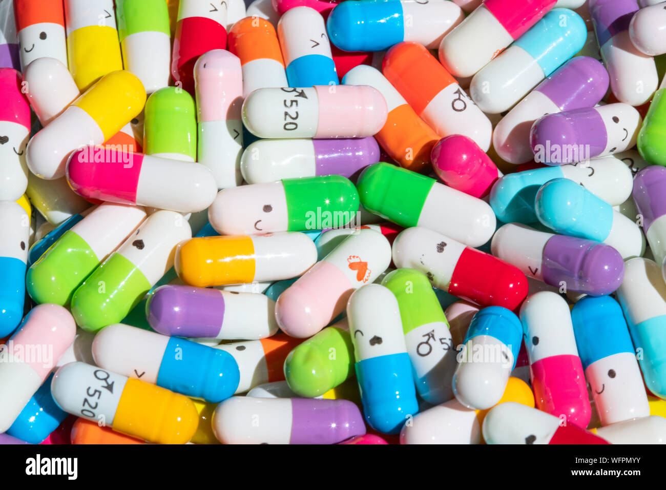 Collection of the colorful capsules with medicines Stock Photo - Alamy