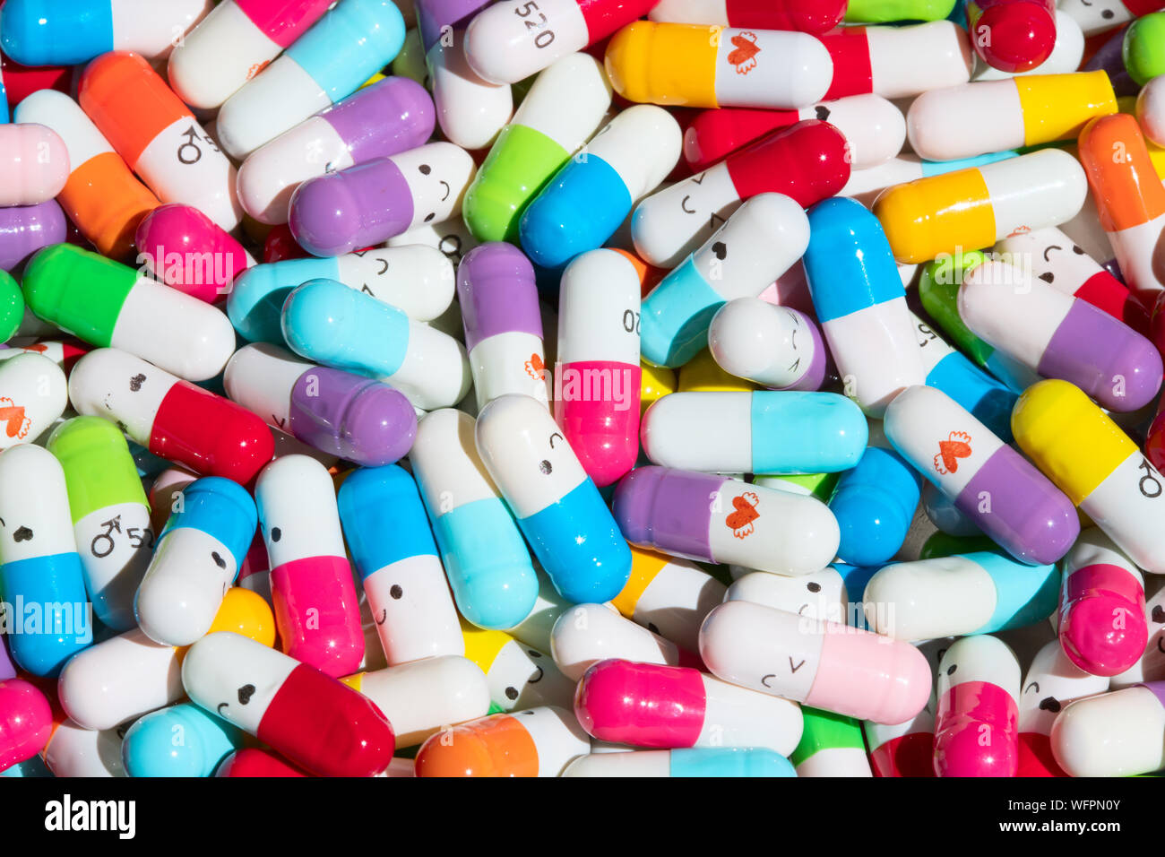 Collection of the colorful capsules with medicines Stock Photo - Alamy