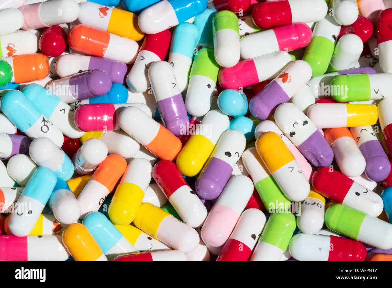 Collection of the colorful capsules with medicines Stock Photo - Alamy