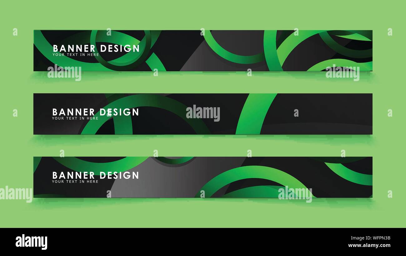 Set rectangular vector banners with background of dark green circles ...