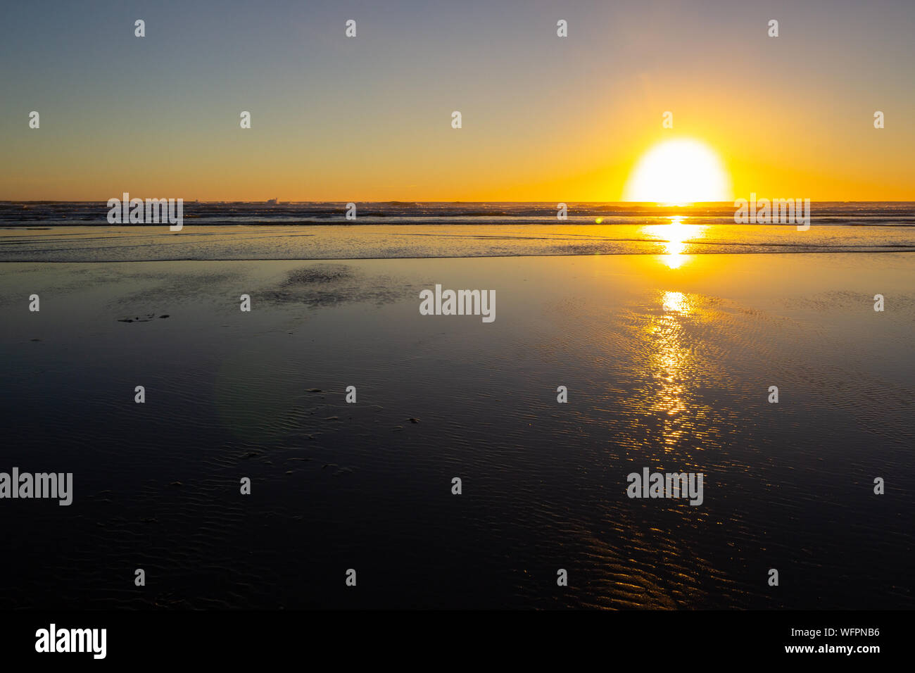 sunset at Piha beach, North Island, New Zealand Stock Photo - Alamy