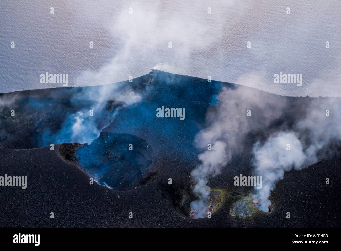 Italy, Sicily, Eolian Islands, Tyrrhenian sea, Stromboli volcano, San ...