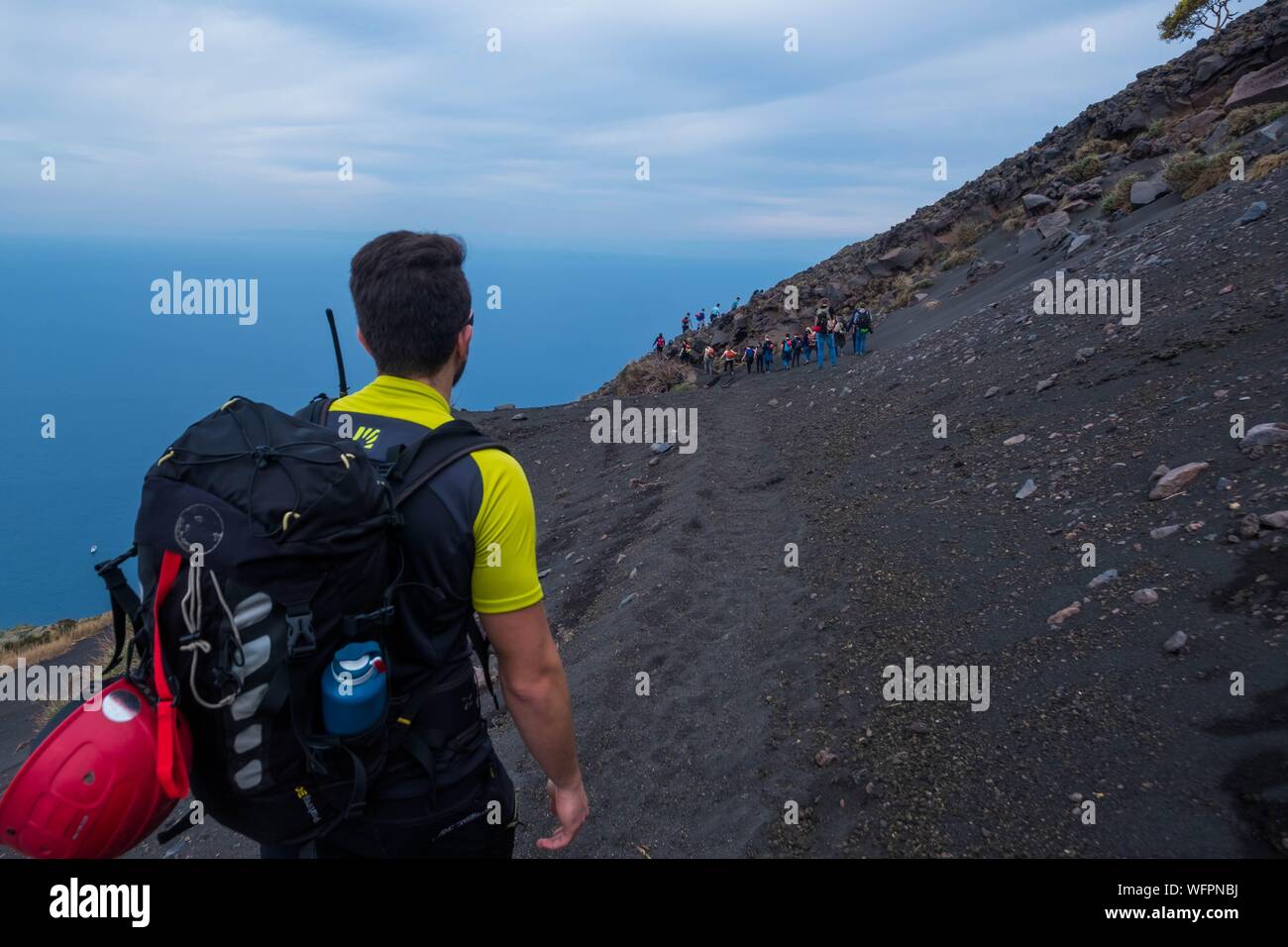 Italy, Sicily, Eolian Islands, Tyrrhenian sea, Stromboli volcano, San ...