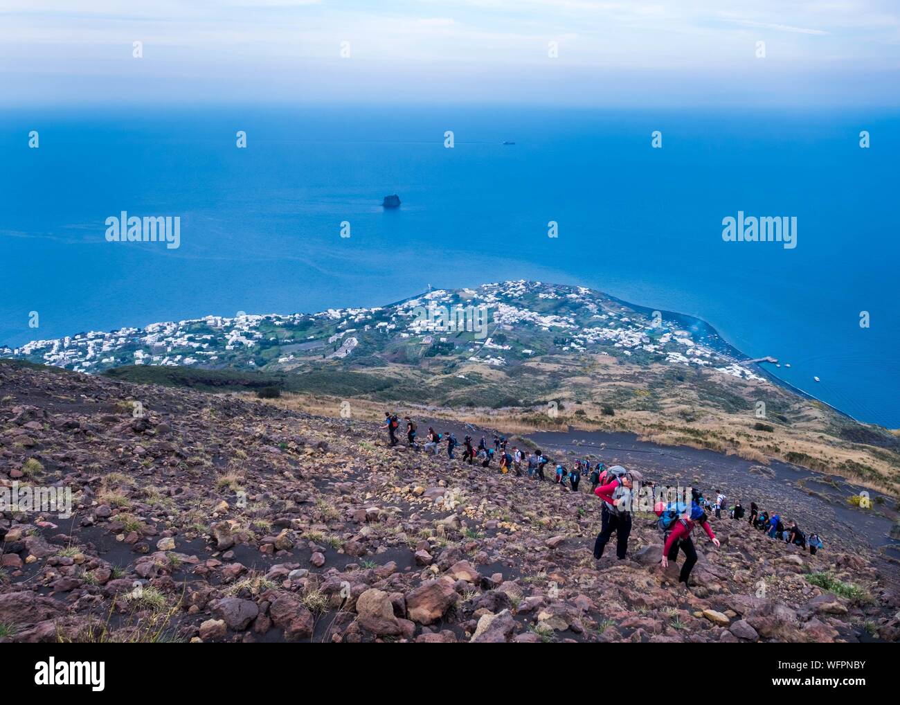 Italy, Sicily, Eolian Islands, Tyrrhenian sea, Stromboli volcano, San ...