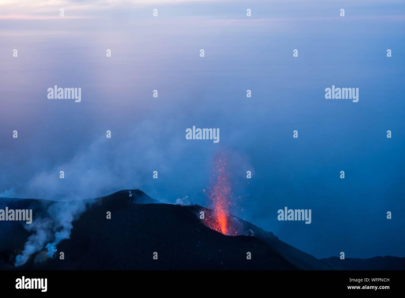 Italy, Sicily, Eolian Islands, Tyrrhenian sea, San Vincenzo, summit of ...