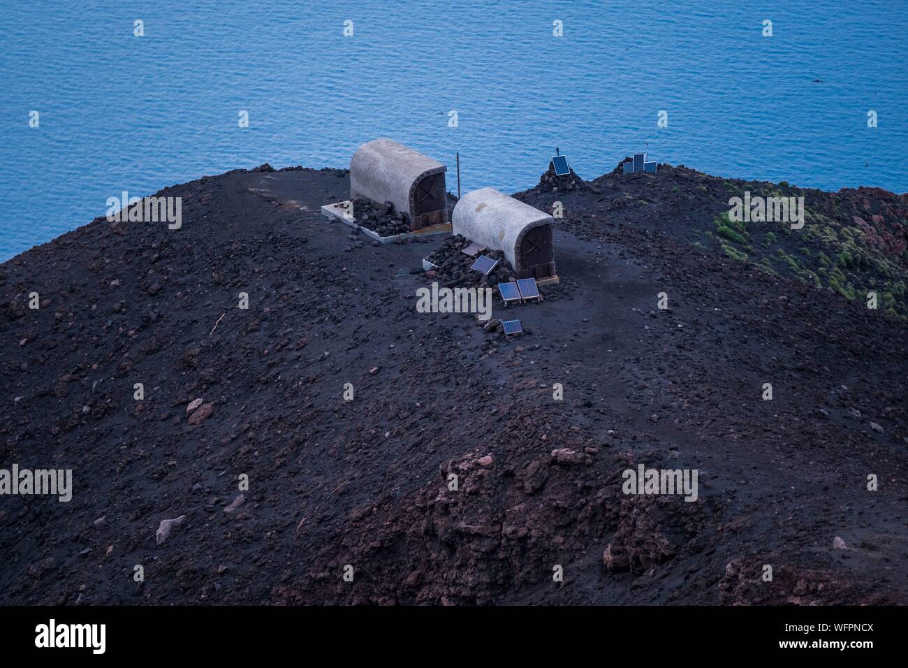 Italy, Sicily, Eolian Islands, Tyrrhenian sea, Stromboli volcano, San ...