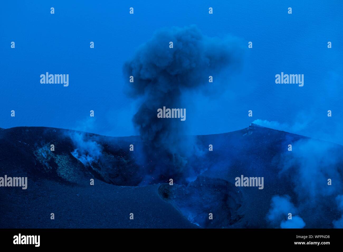 Italy, Sicily, Eolian Islands, Tyrrhenian sea, San Vincenzo, summit of ...