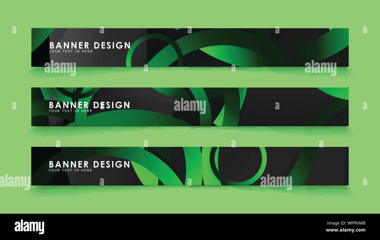 Set rectangular vector banners with background of dark green circles ...