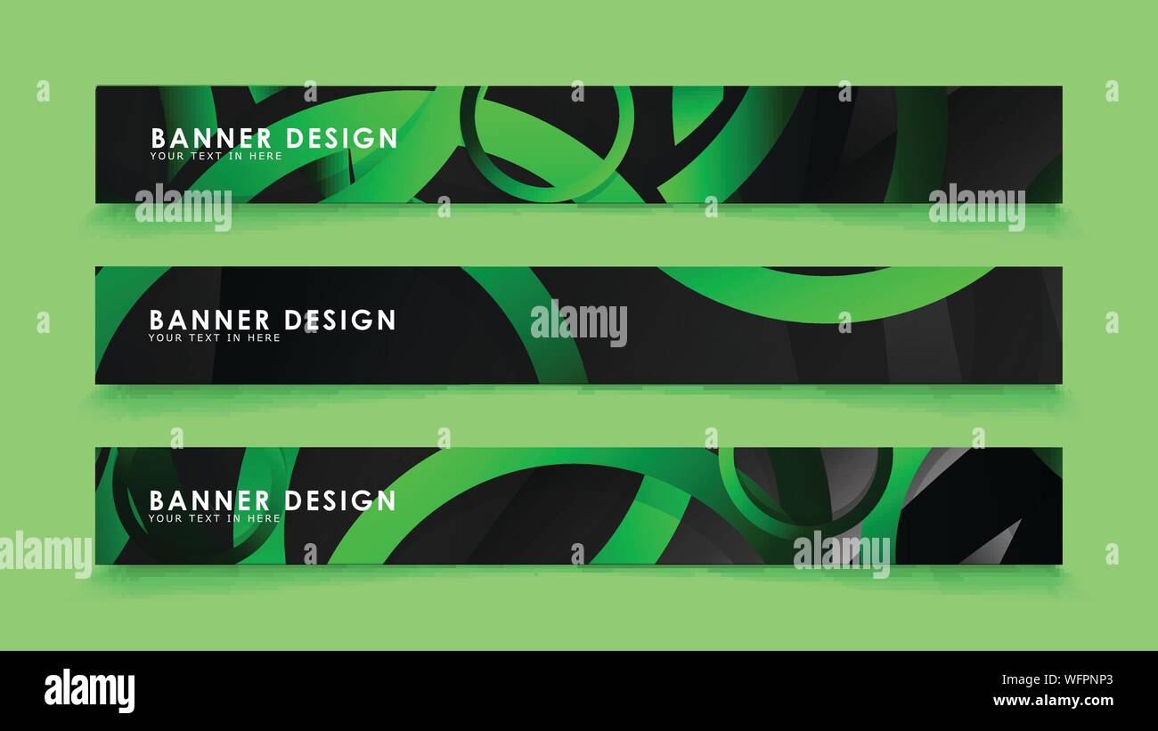 Set rectangular vector banners with background of dark green circles ...