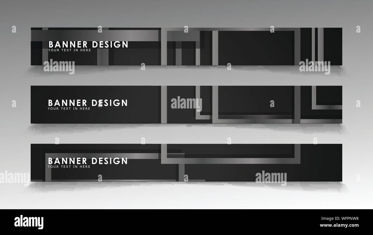 Banners of abstract geometric and rectangular patterns with black and ...