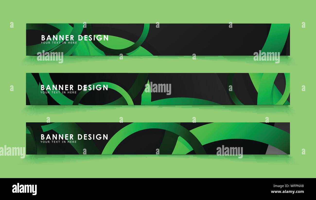 Set rectangular vector banners with background of dark green circles ...