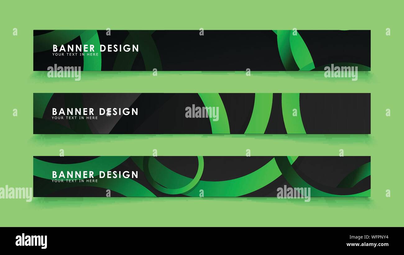 Set rectangular vector banners with background of dark green circles ...