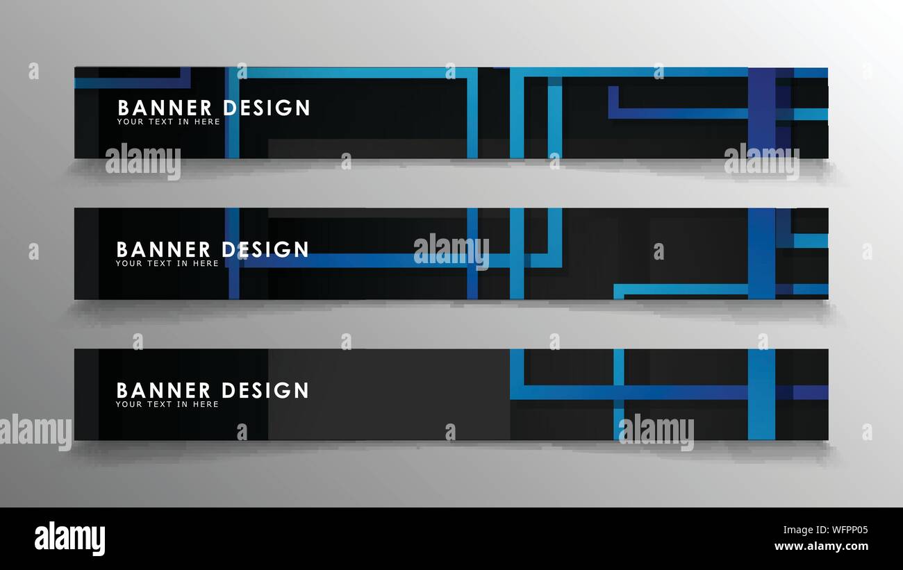 Abstract geometric and rectangular pattern banners with blue gradients ...
