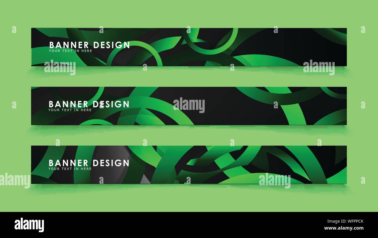 Set rectangular vector banners with background of dark green circles ...