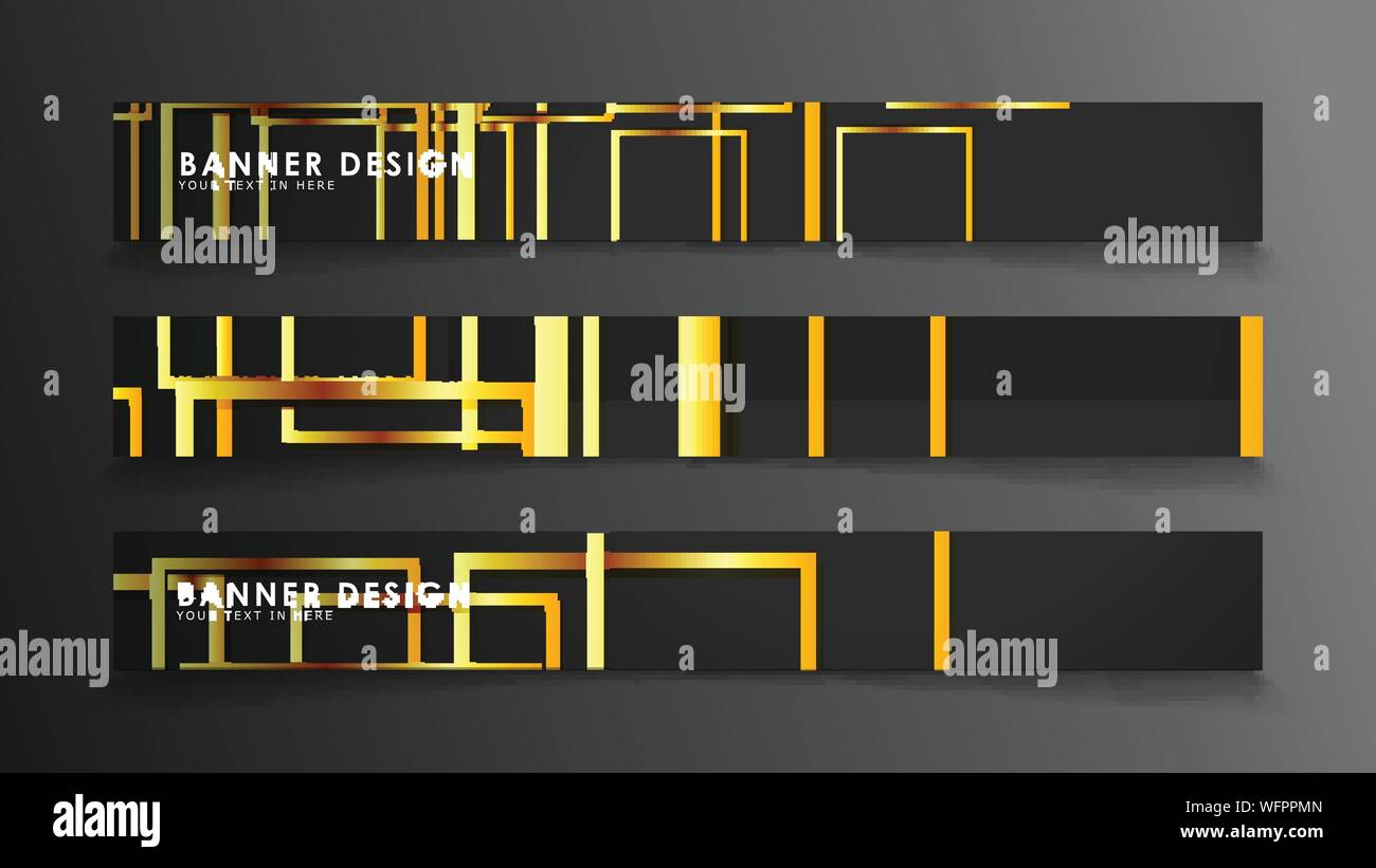 Set a banner with a rectangular background in gold and dark . vector ...