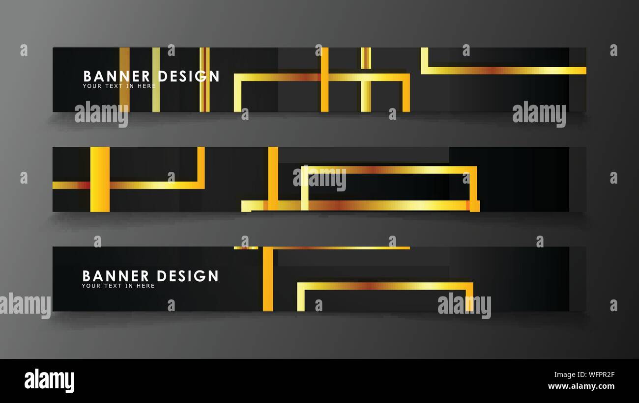 Set a banner with a rectangular background in gold and dark . vector ...