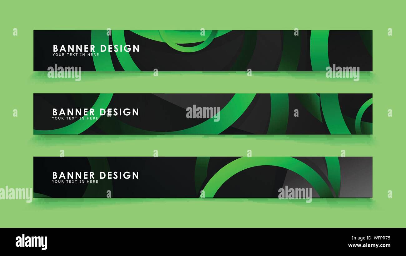 Set rectangular vector banners with background of dark green circles ...