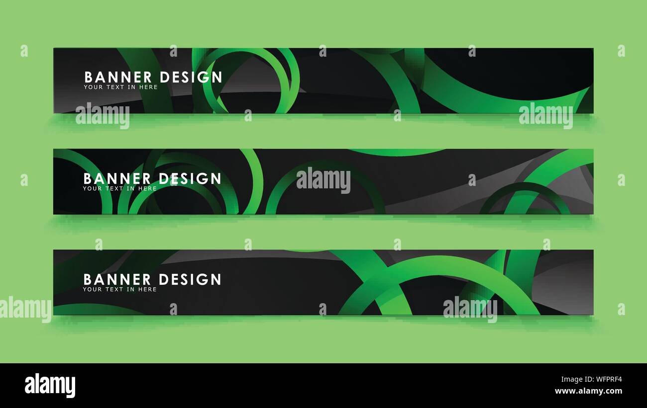Set rectangular vector banners with background of dark green circles ...