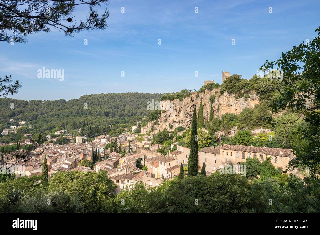 France, Var, Provence Verte, Cotignac, the village at the foot of a ...