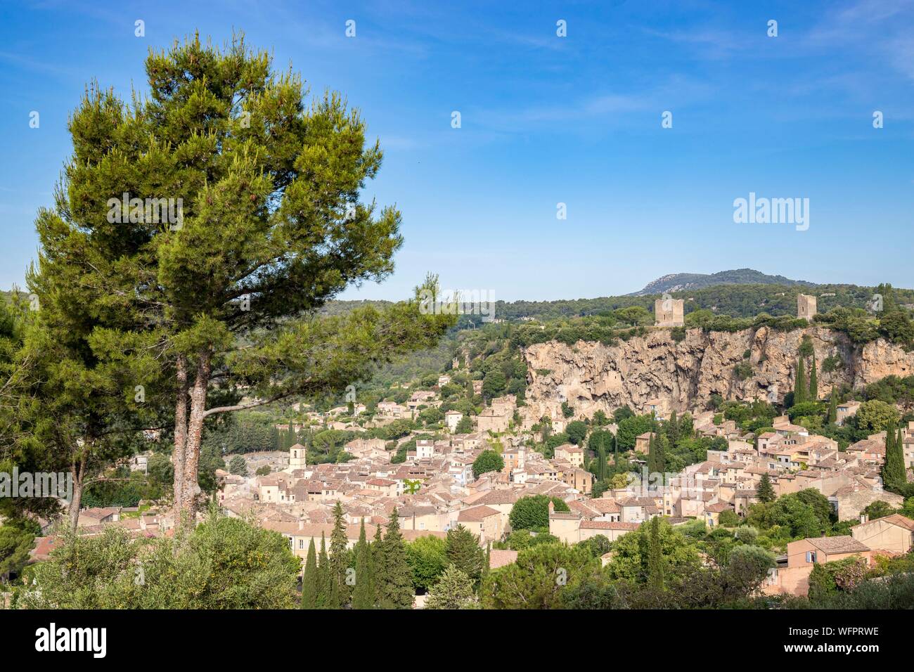 France, Var, Provence Verte, Cotignac, the village at the foot of a ...