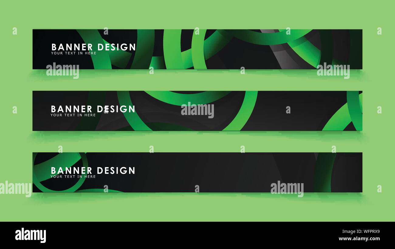 Set rectangular vector banners with background of dark green circles ...